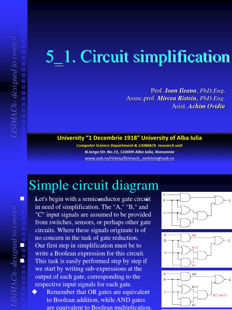 5 1 Circuit Simplification | PDF | Boolean Algebra | Teaching Mathematics