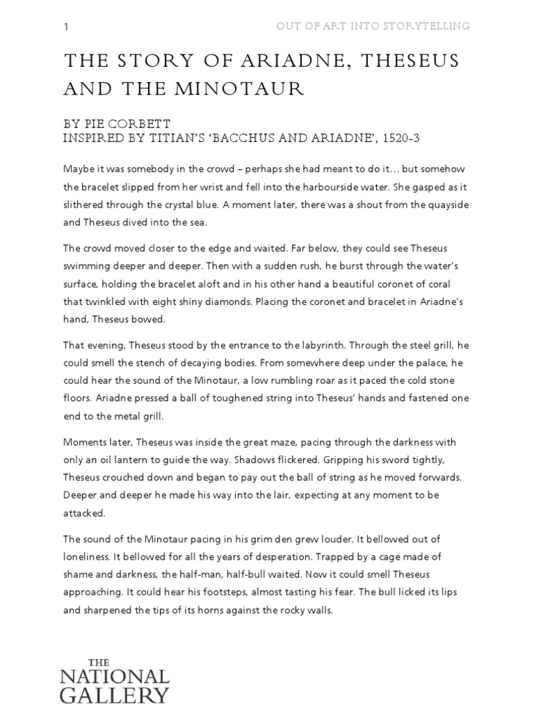 The Story of Ariadne Theseus Minotaur | PDF | Minotaur | Theseus