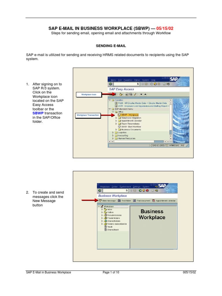 SAP EMail in Business Workplace (SBWP) 5.15.02 | PDF | Email | Icon ...