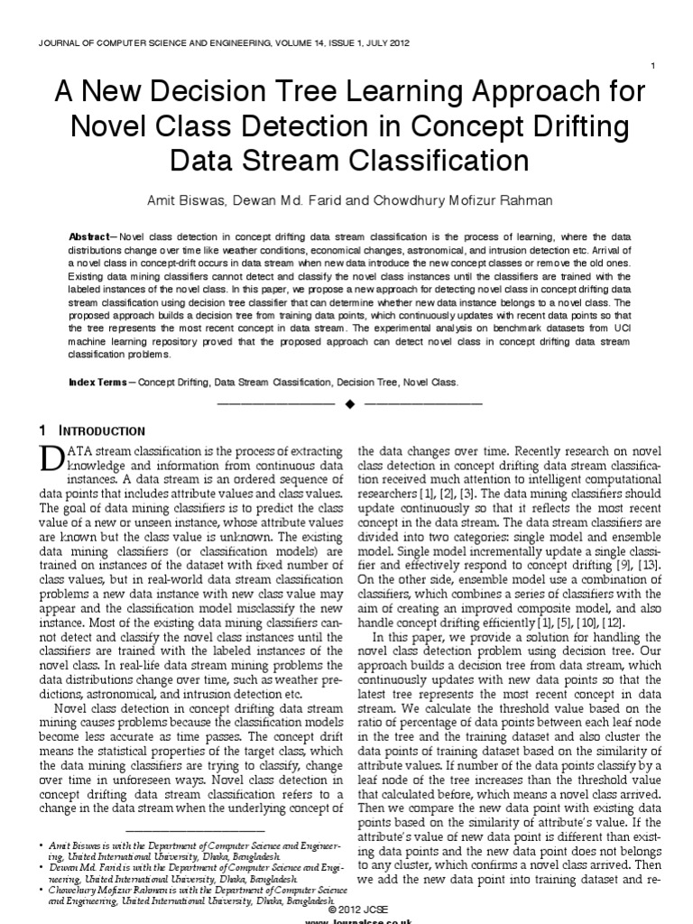 A New Decision Tree Learning Approach For Novel Class Detection In Concept Drifting Data Stream