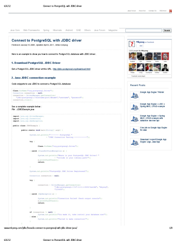 Connect To Postgresql With Jdbc Driver Pdf Java Platform Java Programming Language