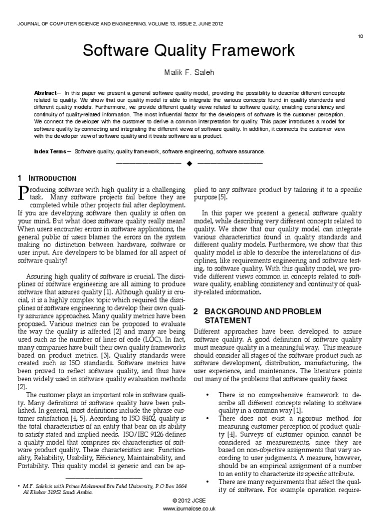 Software Quality Framework | PDF | Software Quality | Software Prototyping