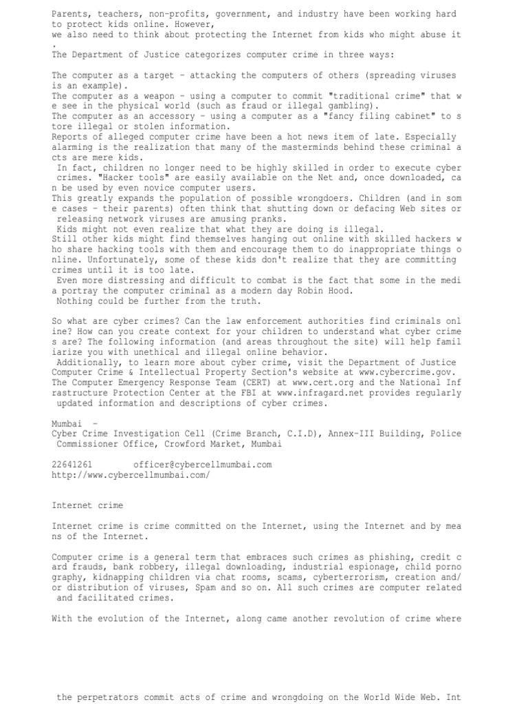 Project Cyber Crime | PDF | Internet Fraud | Security Hacker