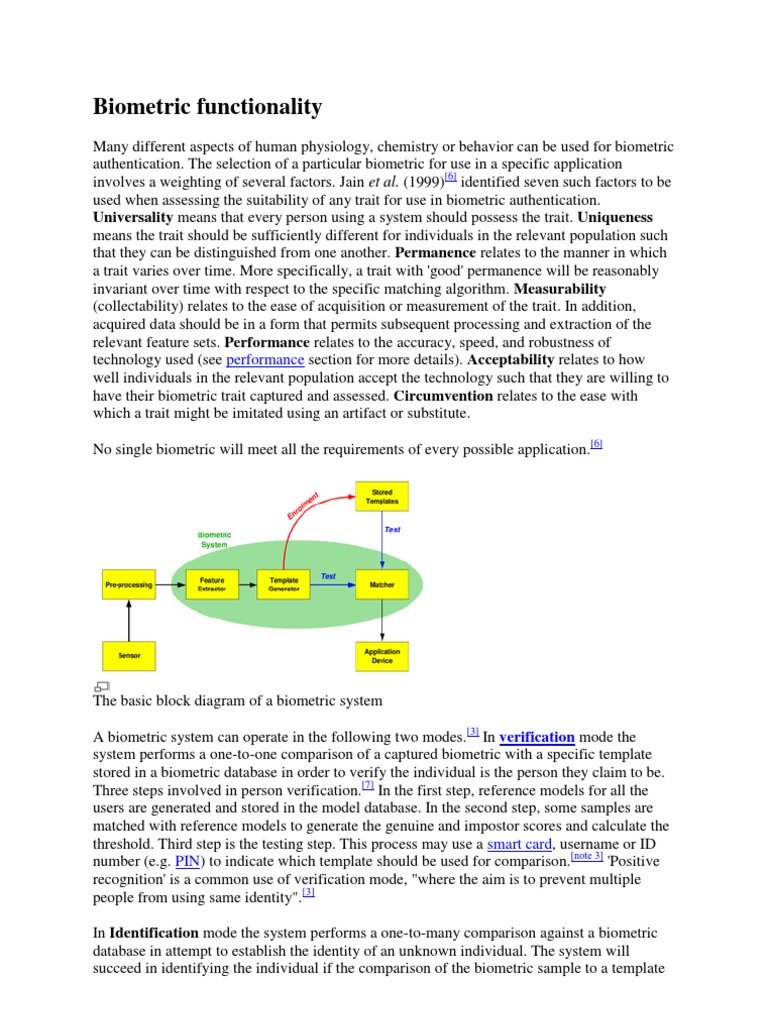 Biometric Functionality and Modes | PDF | Biometrics | Areas Of ...