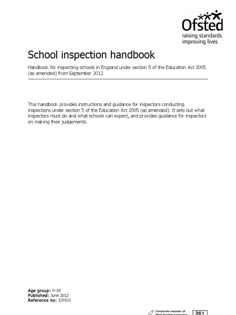 Handbook For School Inspection From September 2012 | PDF | Teachers ...