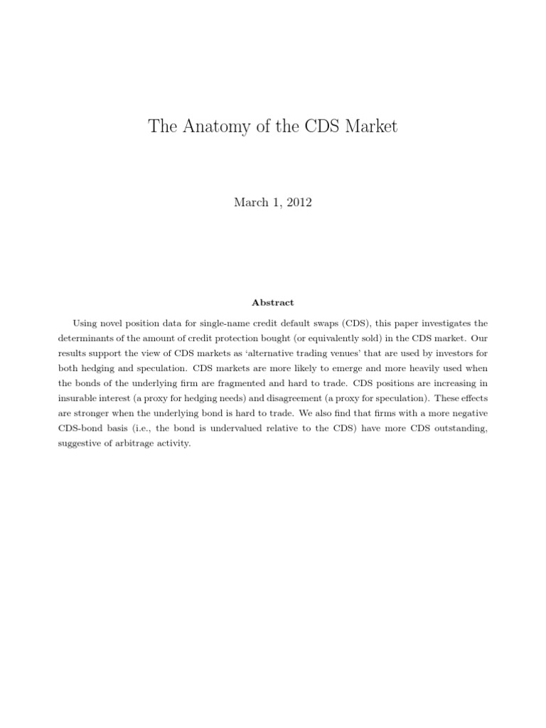 The Anatomy of The CDS Market | PDF | Credit Default Swap | Bonds (Finance)