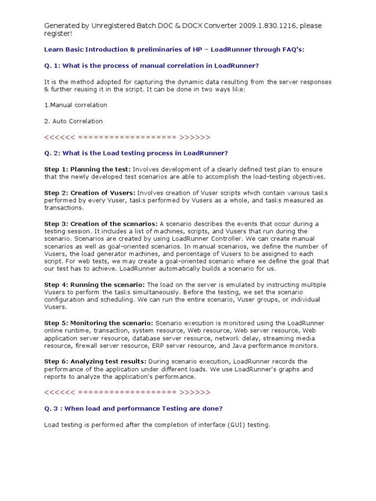 Load Runner Q&a | PDF | Databases | Parameter (Computer Programming)