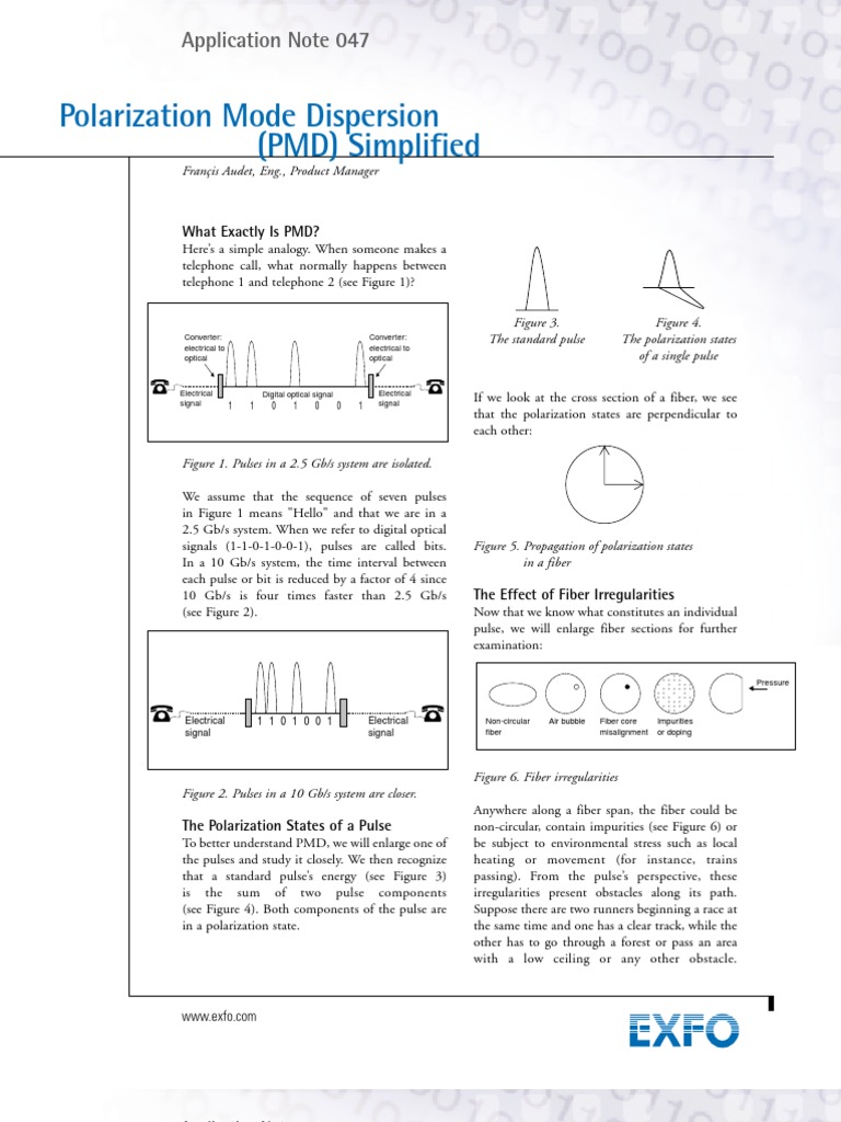 Polarization Mode Dispersion (PMD) Simplified: Application Note 047 ...