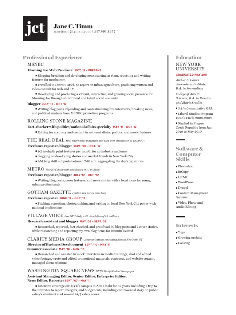 Resume Jane Timm | PDF | Blog | Msnbc