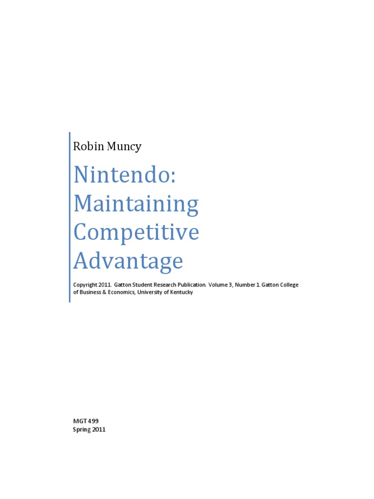 Nintendo - Maintaining Competitive Advantage | PDF | Nintendo | Video ...