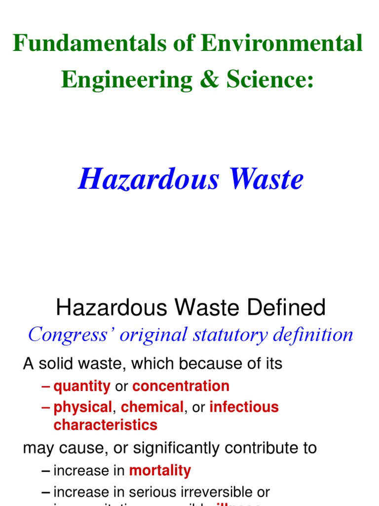Lec # 39 Hazardous Waste | PDF | Hazardous Waste | Incineration