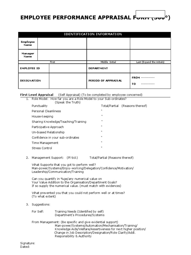 Employee Performance Appraisal Form | Performance Appraisal | Leadership