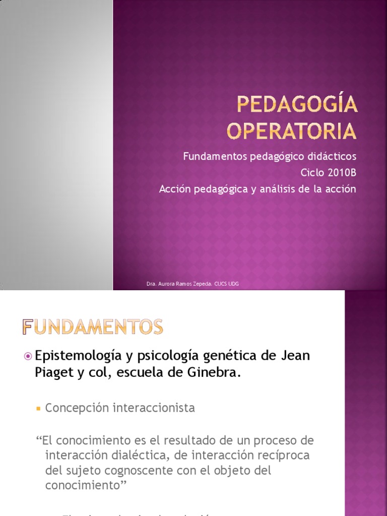 Pedagogia Operatoria | Aprendizaje | Conocimiento