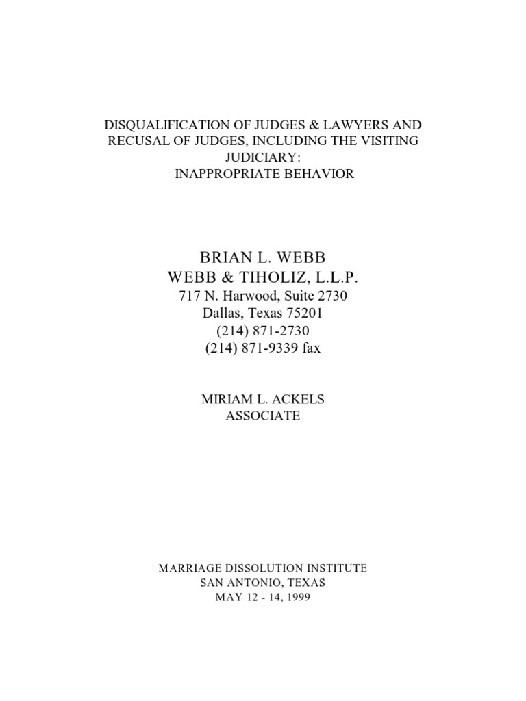 Recusal Disqualification of Judges and Lawyers | PDF | Judicial ...
