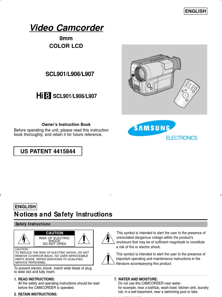 Video Camcorder: SCL901/L906/L907 | PDF | Macro Photography | Ac Power ...