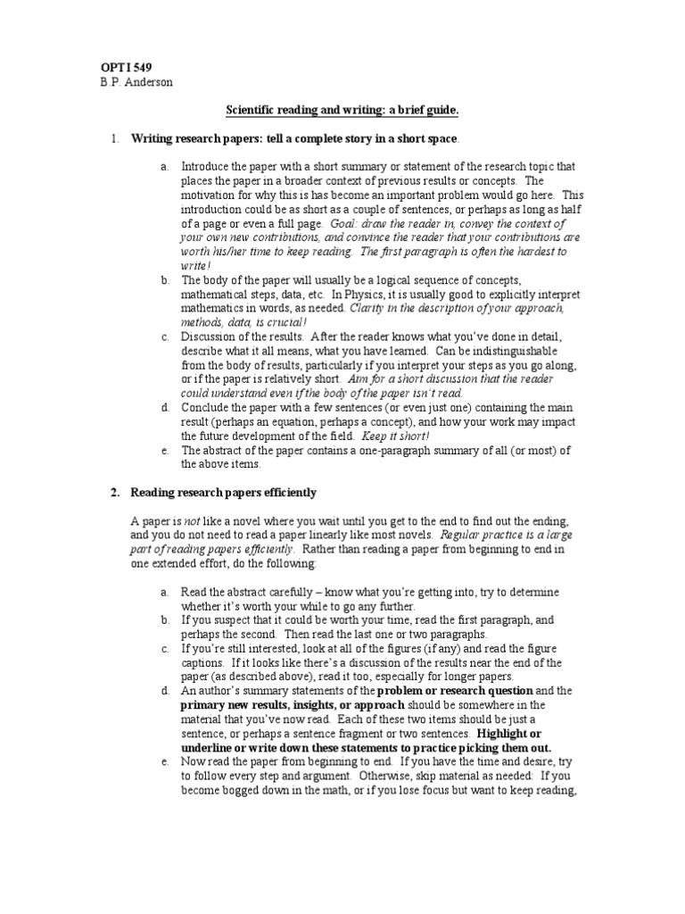How To Read For Better Scientific Writing | PDF | Abstract (Summary ...
