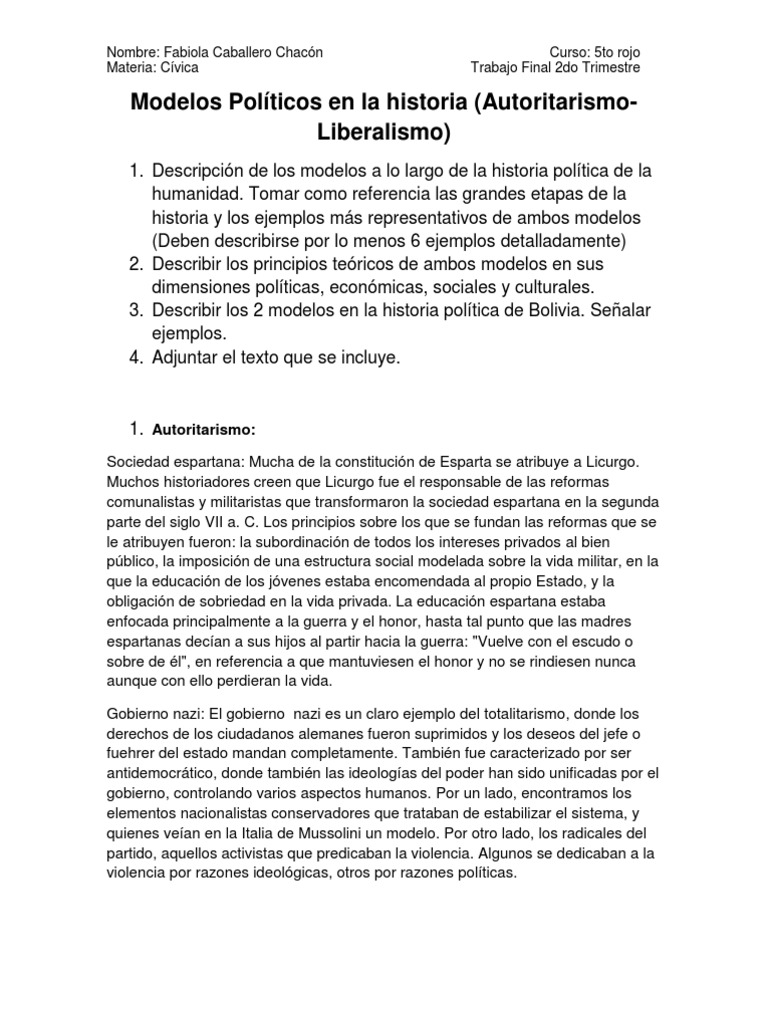 Modelos Políticos: Autoritarismo y Liberalismo | PDF | Thomas Jefferson ...