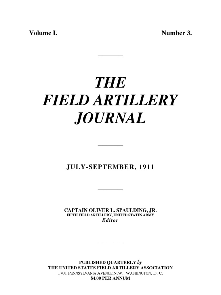 Field Artillery Journal - Jul 1911 | PDF