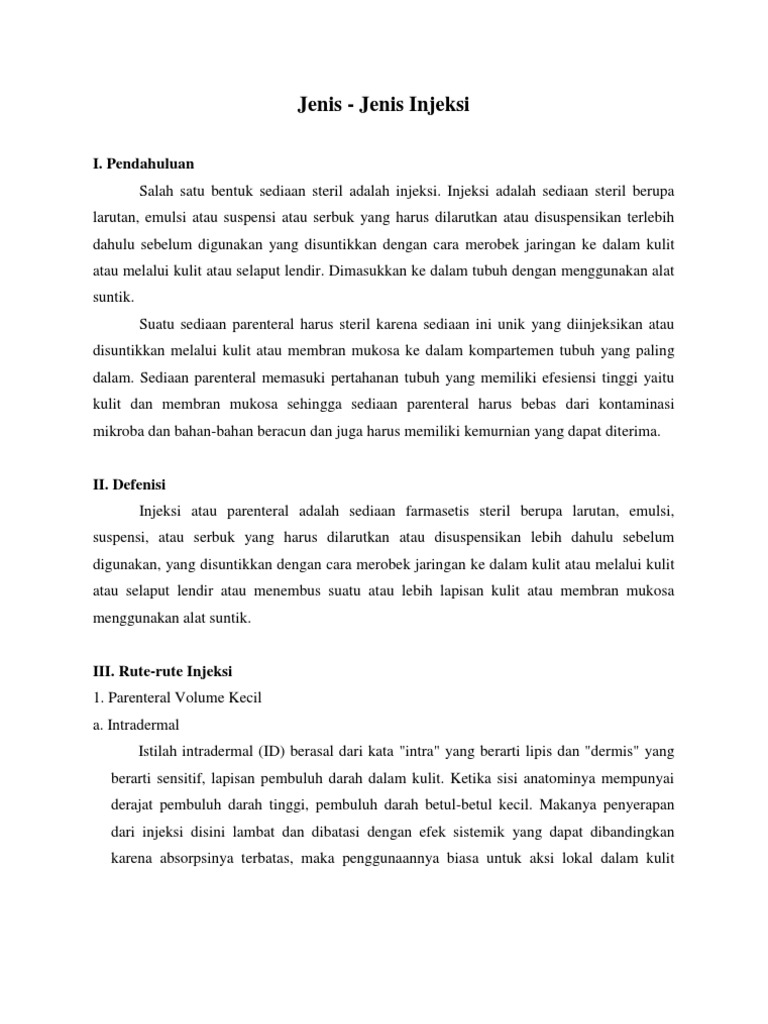 Jenis-Jenis Injeksi | PDF