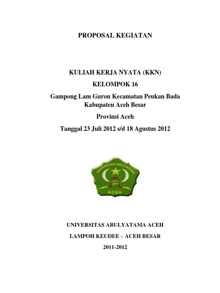 Cover Proposal KKN | PDF