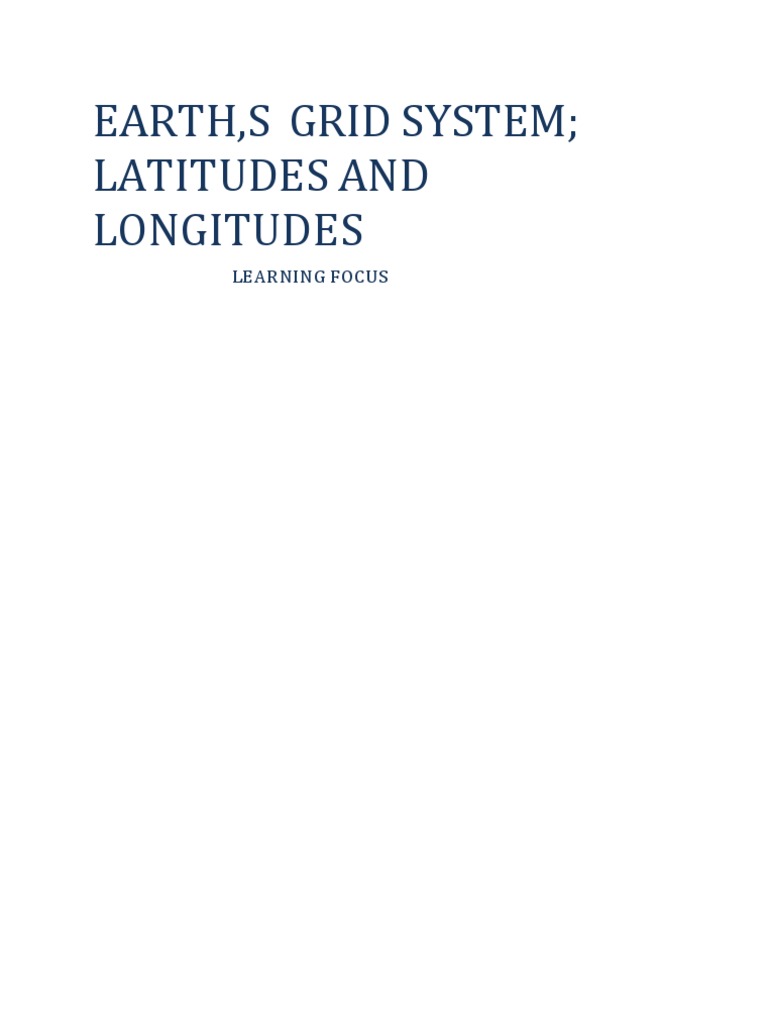 Understanding Earth's Latitude and Longitude | PDF
