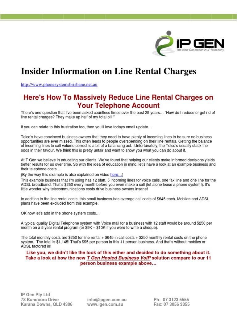 Insider Story About Line Rental | PDF | Application Layer Protocols ...