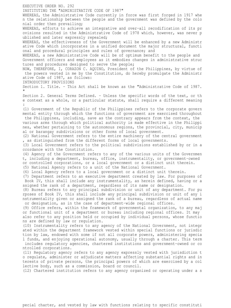 EO 292 "Administrative Code of 1987" | PDF | Oath Of Office | Constitutional Amendment
