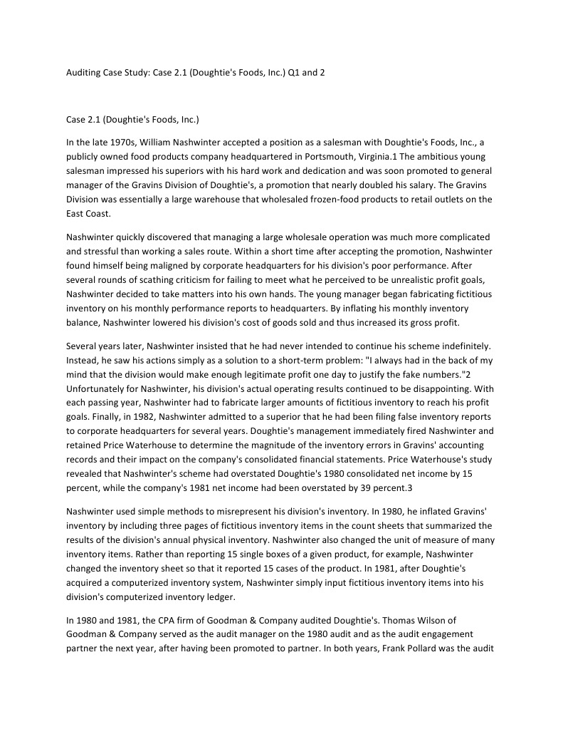 Auditing Case Study 2.1