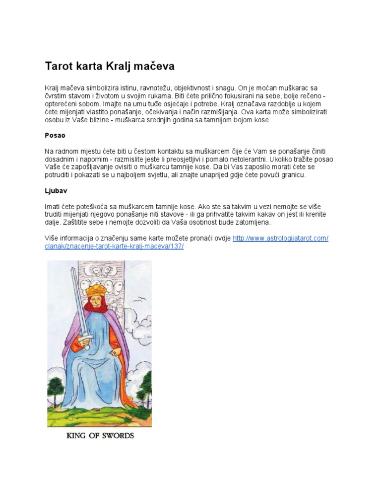 Tarot Karta Kralj Mačeva | PDF