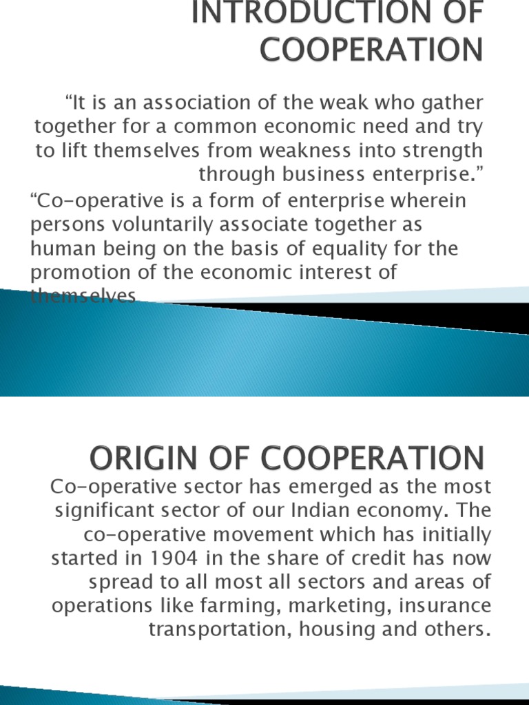 Introduction of Cooperation | Cooperative | Economies