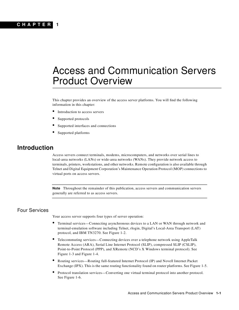 Access and Communication Servers Product Overview: Four Services | PDF ...