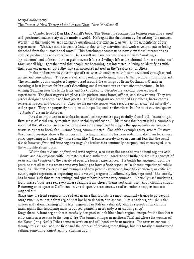About Staged Authenticity | PDF | Authenticity (Philosophy) | Tourism