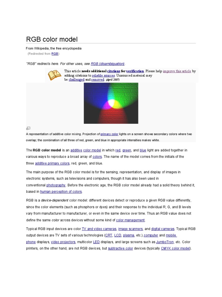 RGB Color Model | PDF | Rgb Color Model | Computer Monitor