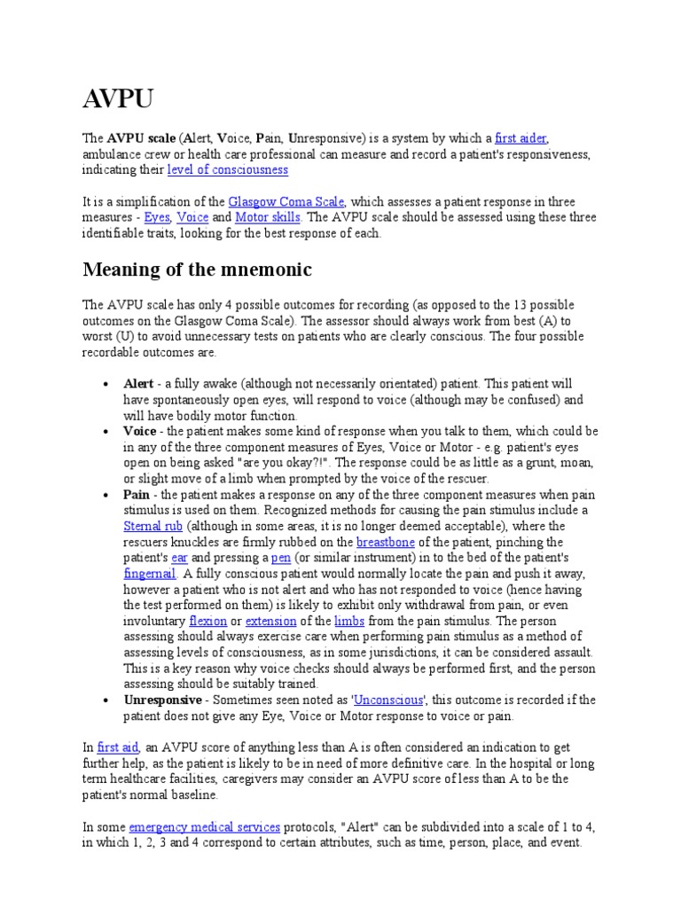 AVPU | PDF | Psychological Concepts | Health Care