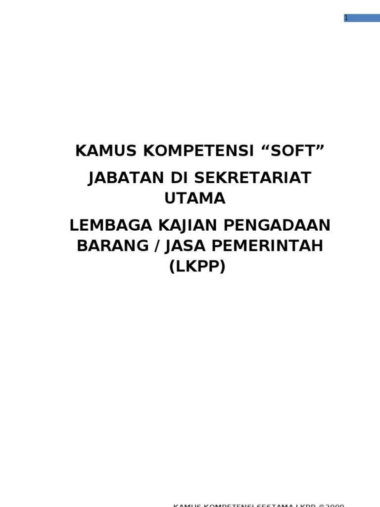 Konsep Kamus Kompetensi Versi Final | PDF | Karier & Perkembangan