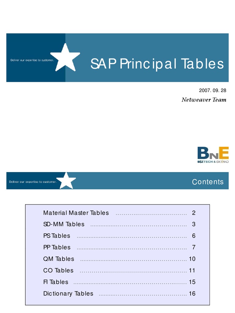 SAP Principal Tables | PDF | Computers