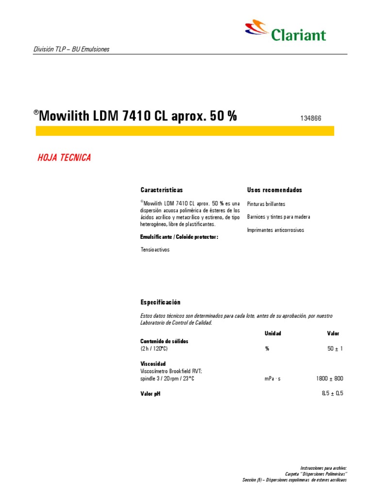 Mowilith LDM 7410 CL | PDF | Pintura acrilica | Pinturas