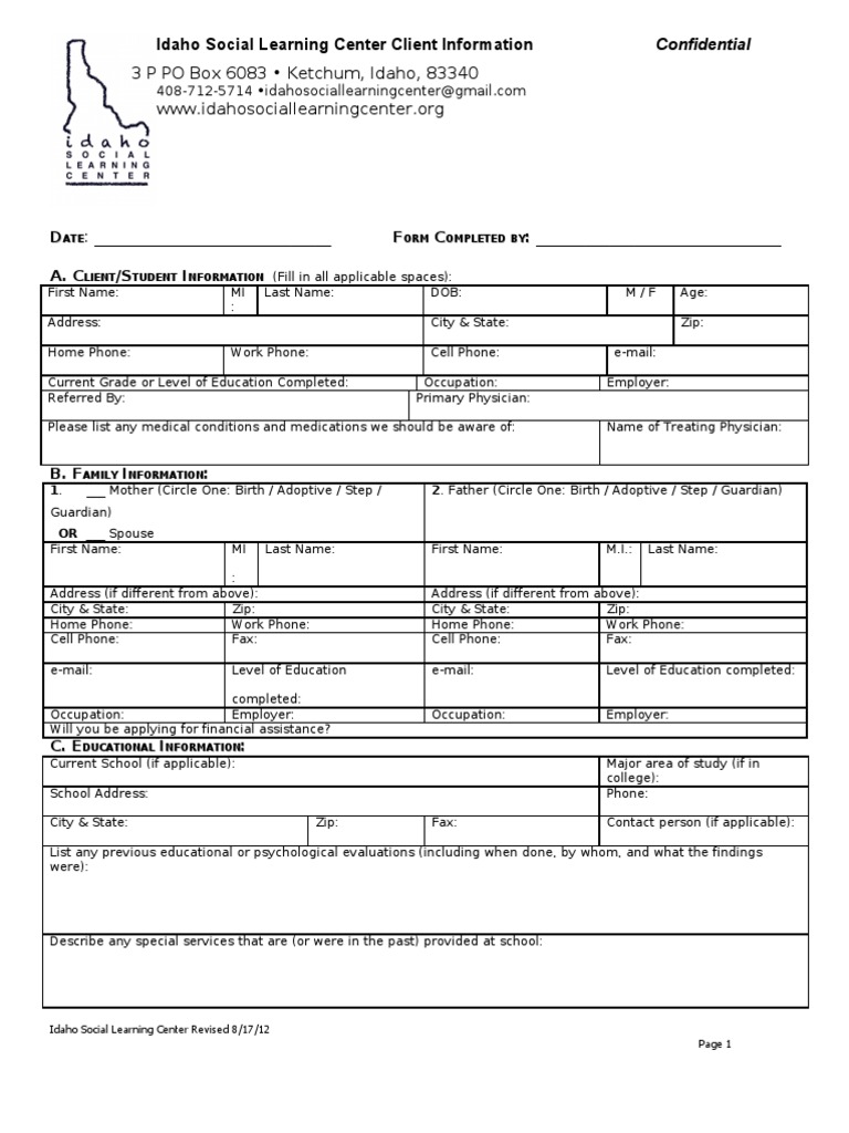 ISLC Client Form | PDF | Attention | Learning