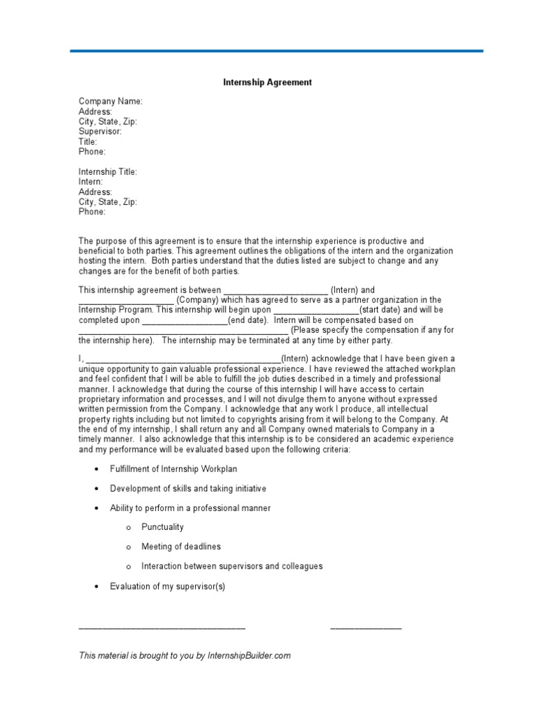 Sample Internship Agreement and Offer Letter | Internship | Justice