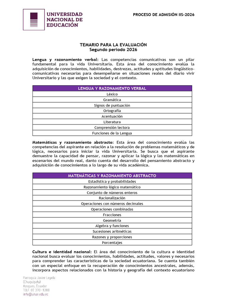 Temario Para La Evaluacion Iis 2026 22 06 2026 1 Pdf Evaluación