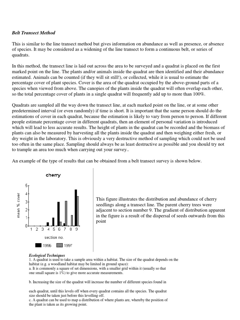 Belt Transect Method | PDF | Chi Squared Test | Correlation And Dependence