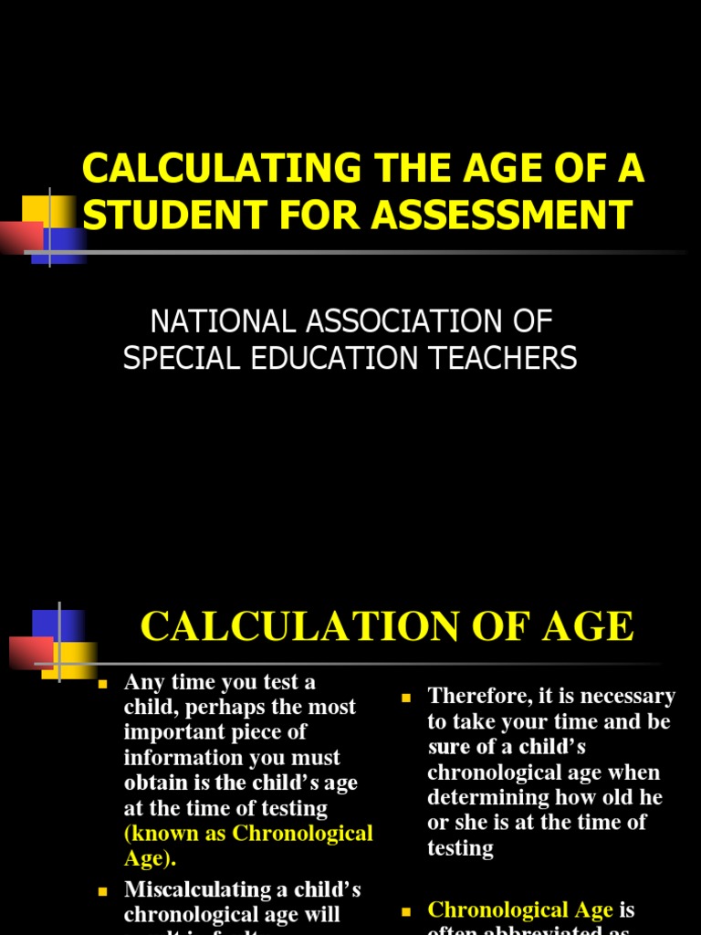 Calculating Chronological Age for Testing | PDF | Educational ...
