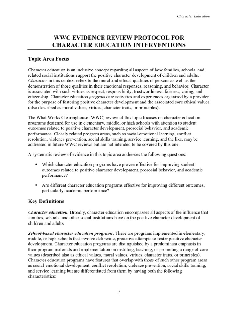 Character Education Program Review Guide | PDF | Career & Growth