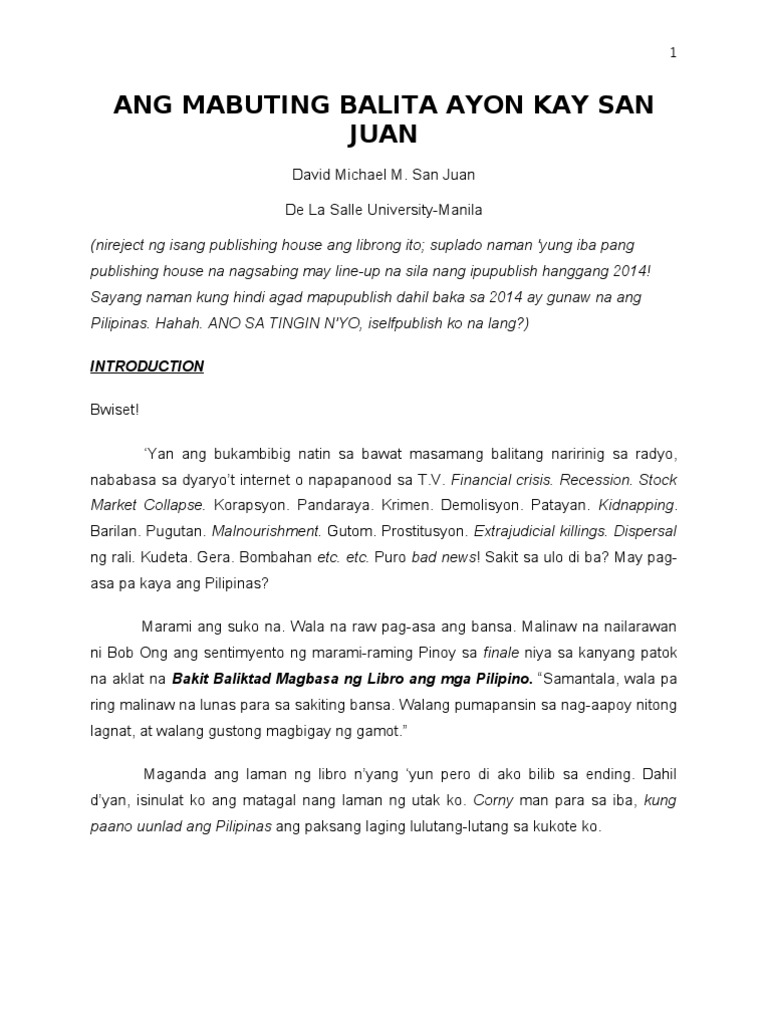 Ang Mabuting Balita Ayon Kay San Juan | PDF