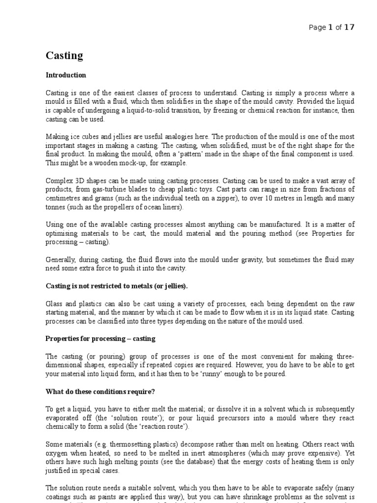 Casting Process | PDF | Casting (Metalworking) | Industrial Processes