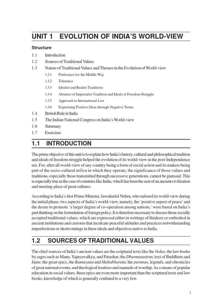 1-Evolution of India's World-View | PDF | Jawaharlal Nehru | Toleration
