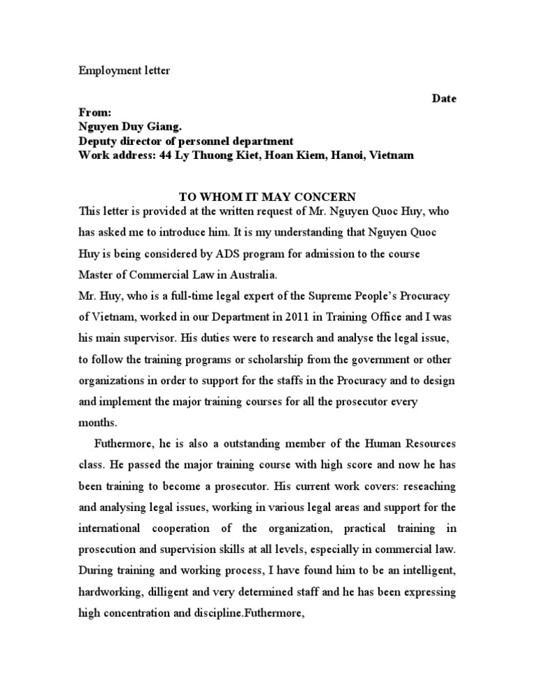Employment Letter | PDF
