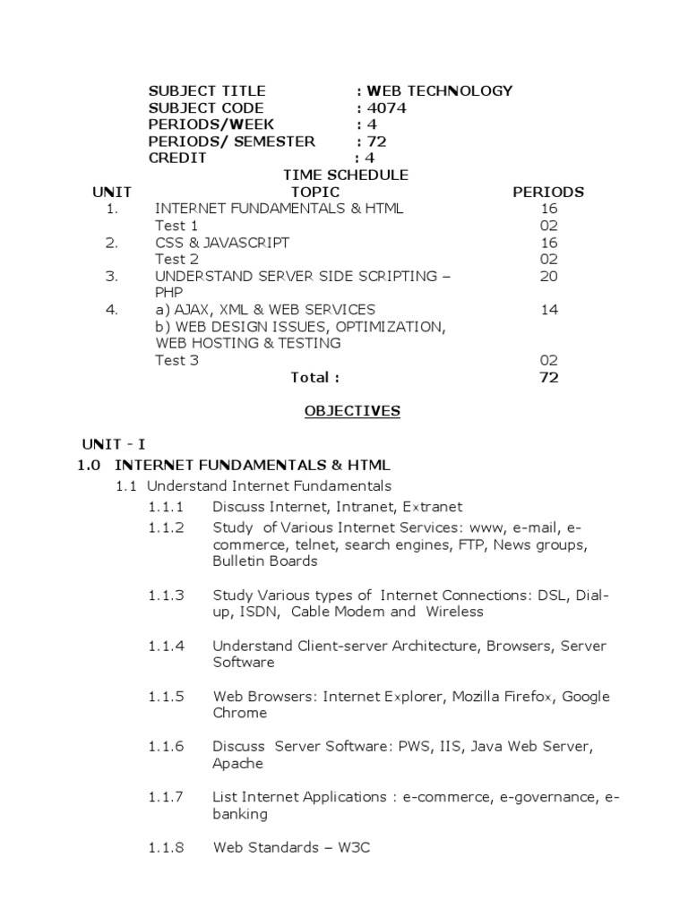 WT Syllabus | Download Free PDF | Php | Html Element