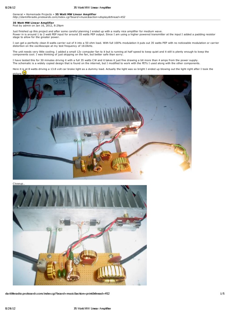 35 Watt Medium Wave Linear Amplifier | PDF | Amplifier | Mosfet