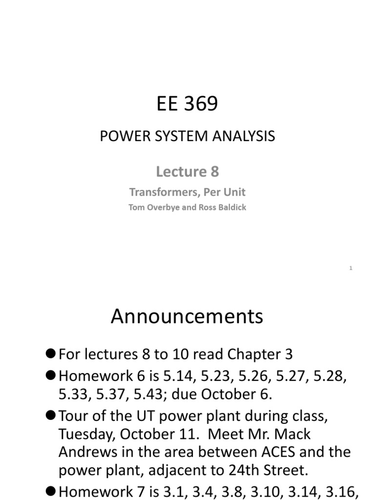 Power System Analysis, Transformer Per Unit | PDF | Transformer ...